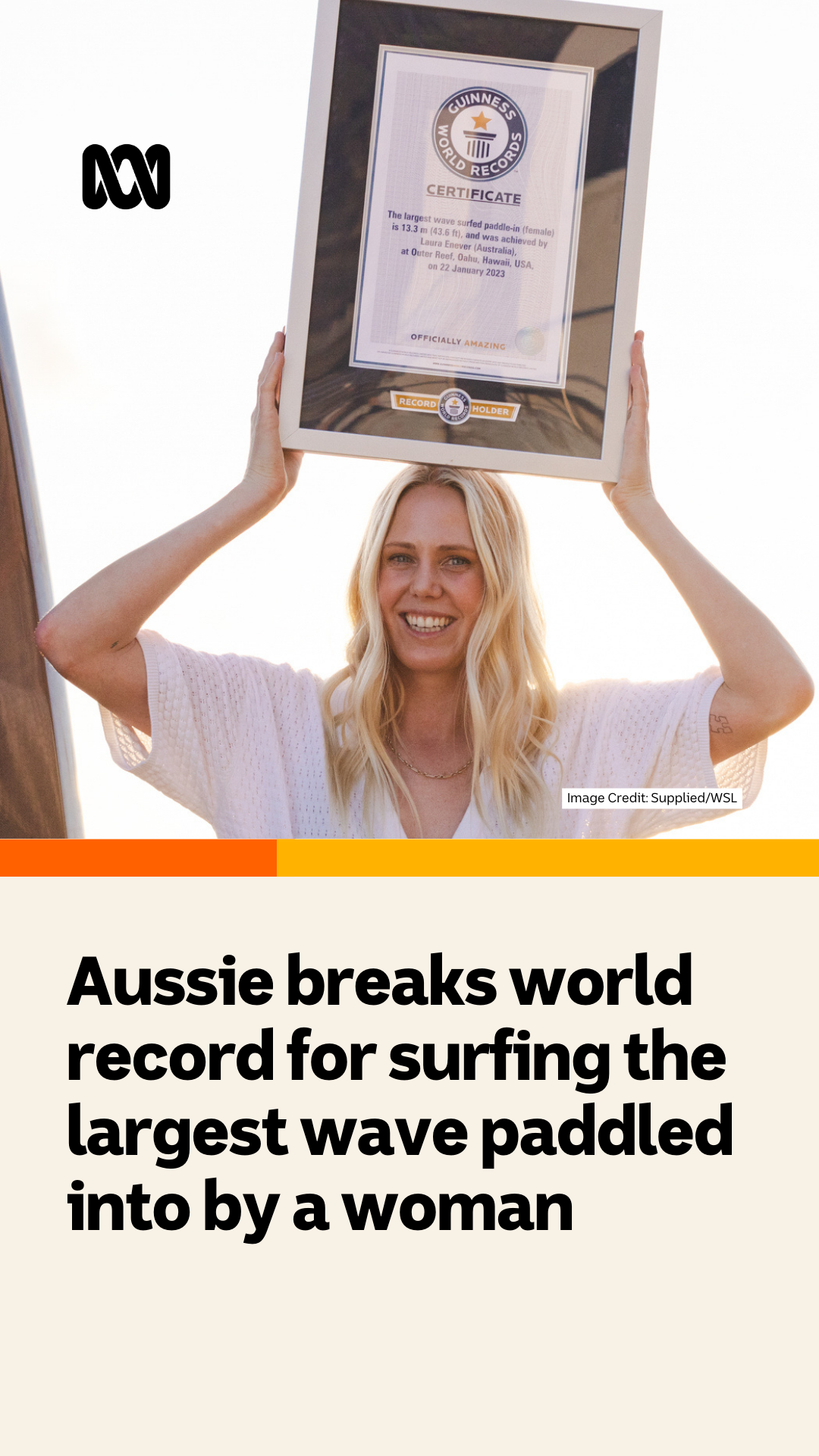 Aussie Laura Enever claims world record for biggest wave paddled into ...