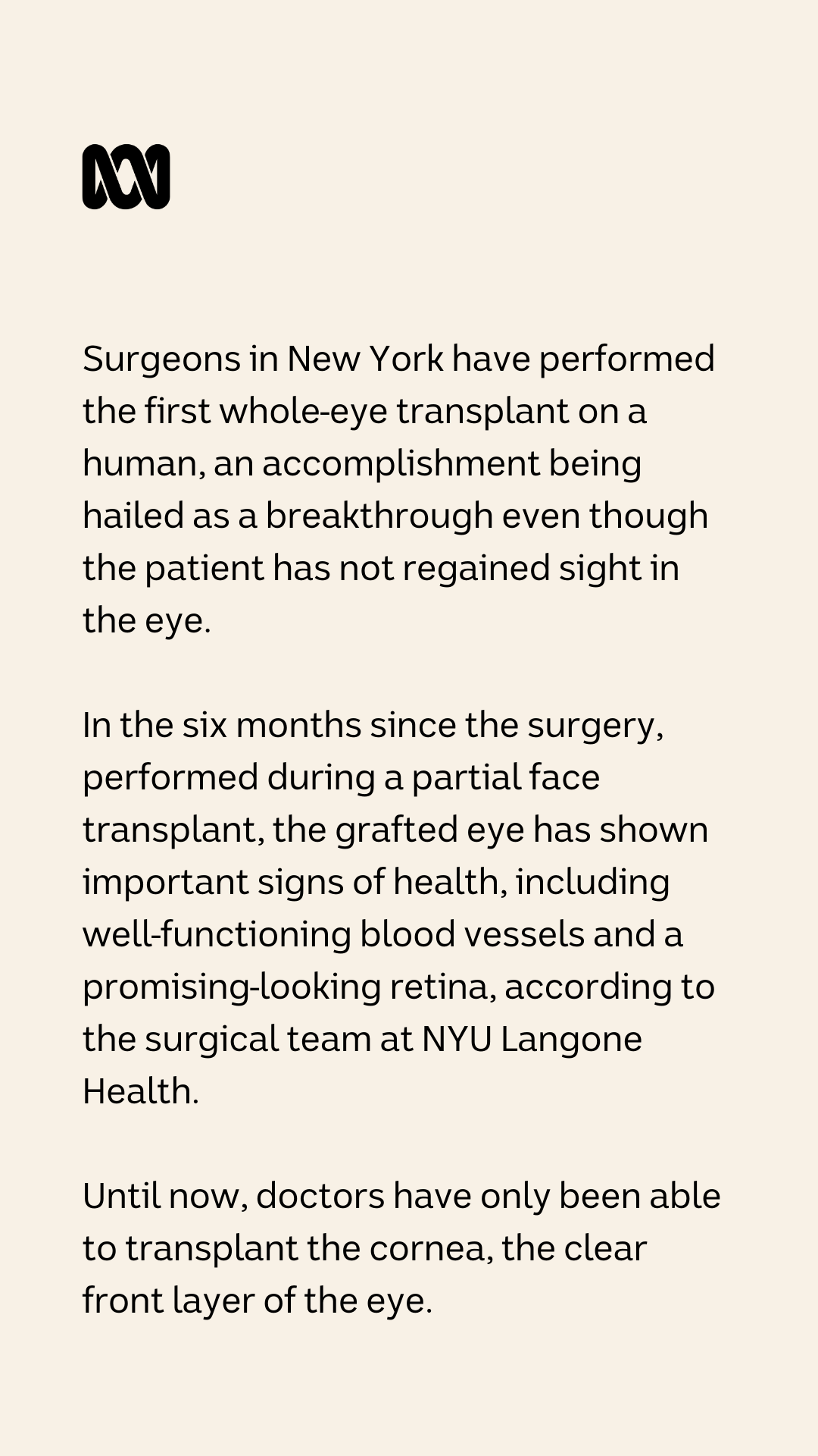 Surgeons in New York announce 'huge step forward' after world's first ...